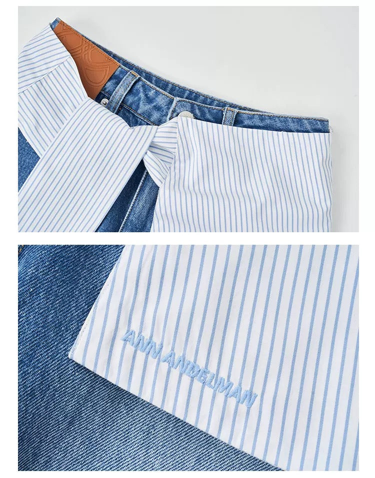 Ann Andelman Light Blue Jeans With Shirt Tie Detail – Fixxshop